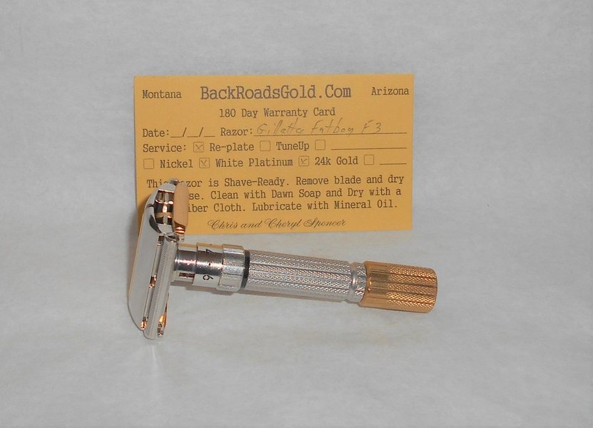 Gillette Fat Boy Razor E3 1959 Refurbished Replated White Platinum Gold ...